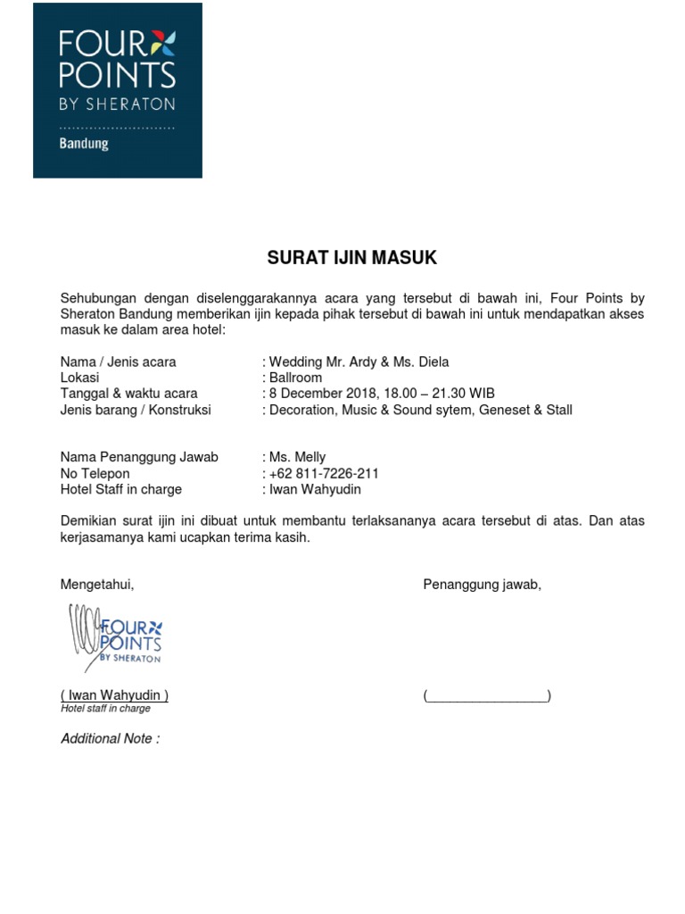 08-12-18 - Loading Letter Wedding Mr. Ardy & Ms. Diela | PDF