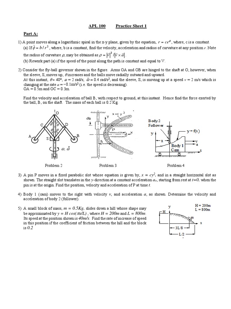 Practice Sheet 1 | PDF | Acceleration | Velocity
