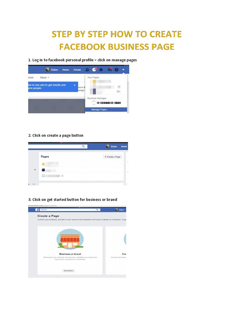 Log in To Facebook Personal Profile Click On Manage Pages | PDF
