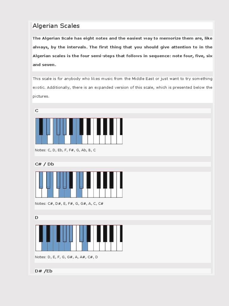 Algerian Scales - Overview With Pictures | PDF | Scale (Music) | Melody