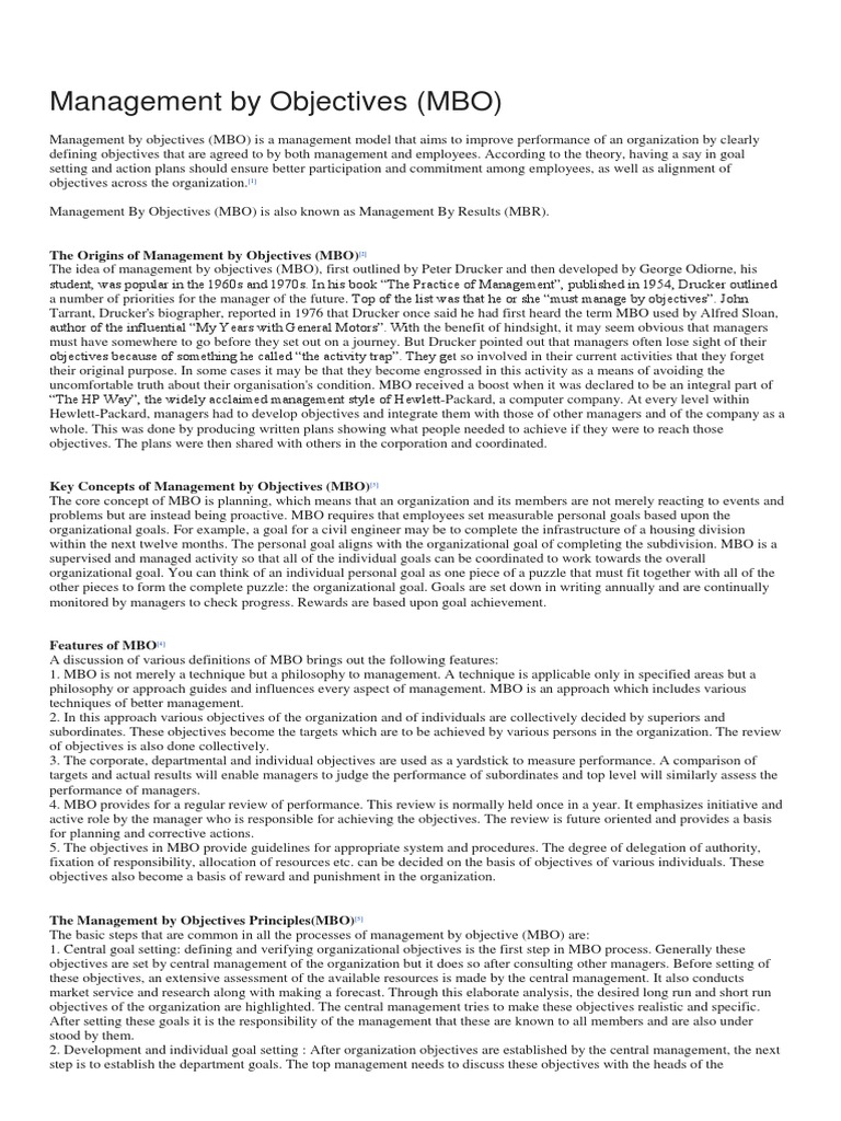 Management by Objectives Overview | PDF | Goal | Business