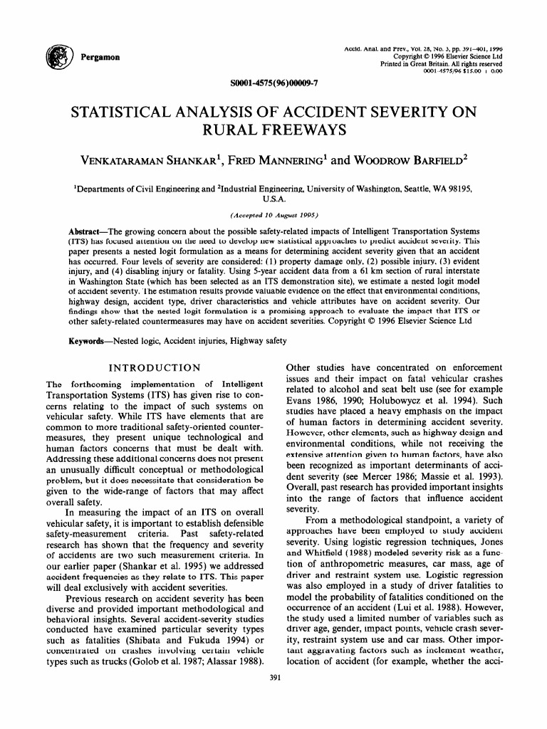Statistical Analysis of Accident Severity On Rural Freeways | PDF ...