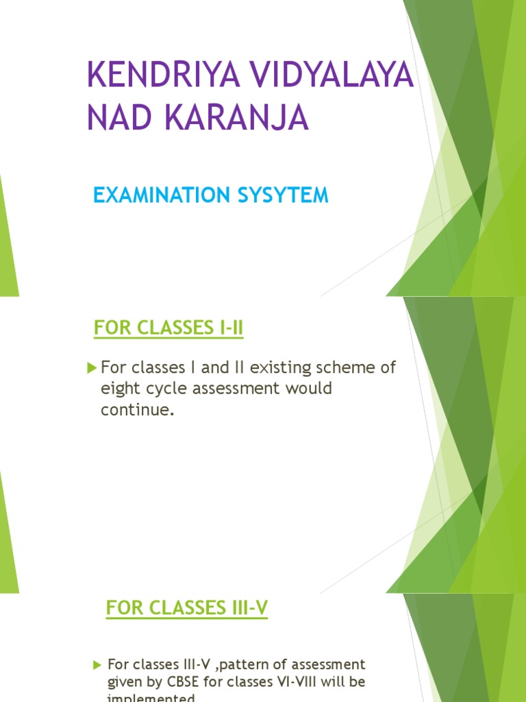 Kendriya Vidyalaya Nad Karanja: Examination Sysytem | PDF | Test ...