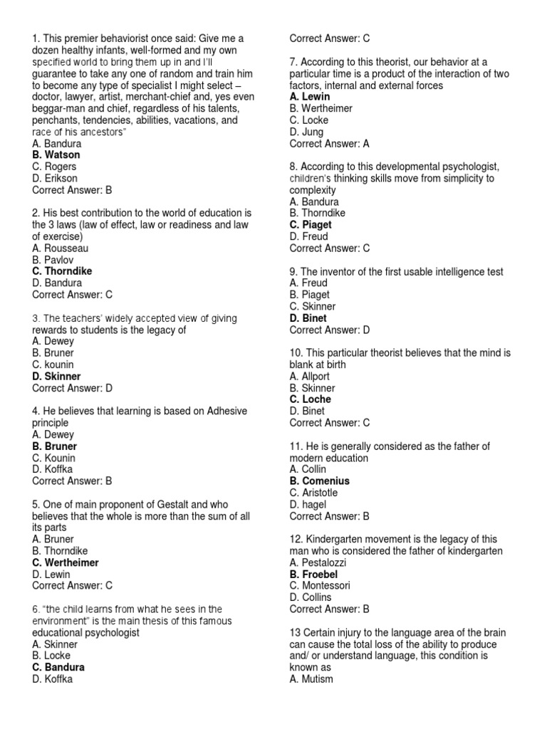 ProfEd Child & Adolescent Drill 2 | PDF | Developmental Psychology | Clinical Psychology