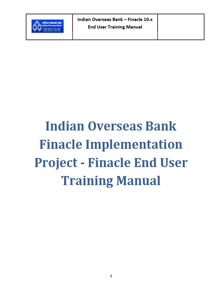 IOB Finacle Training Manual PDF | PDF | Cheque | Financial Transaction