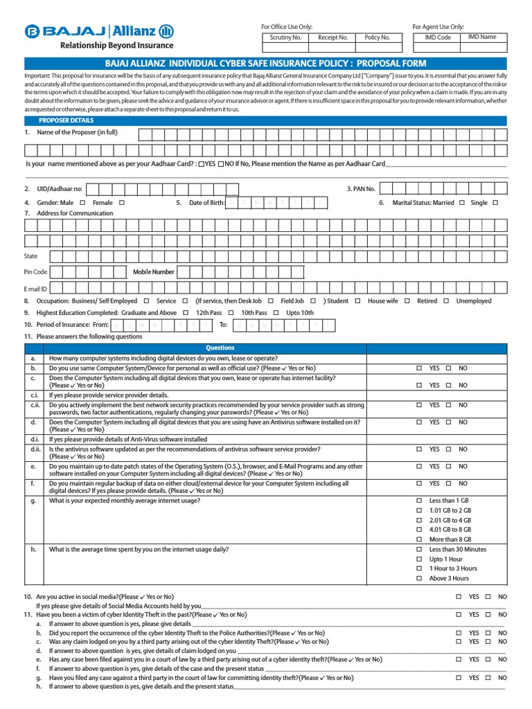 Liability Insurance-Proposal Form | PDF | Insurance Policy | Insurance