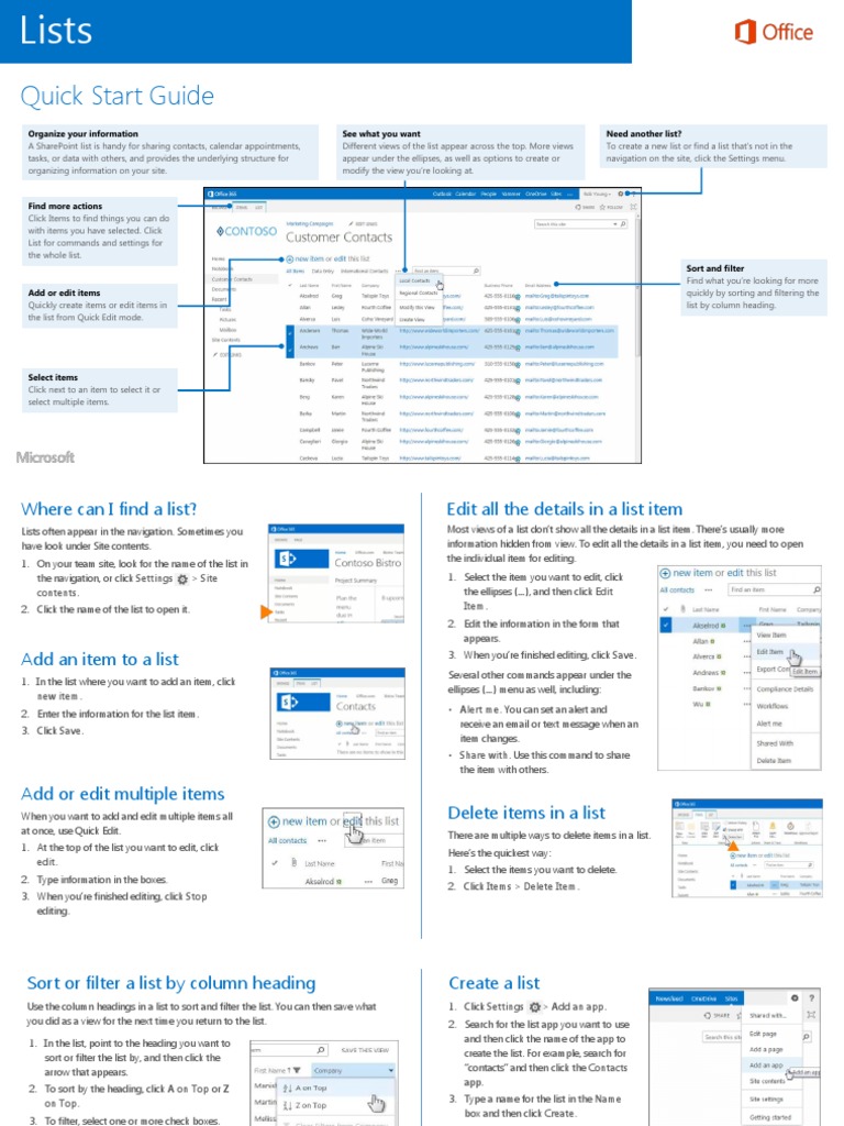 Quick Start Guide: Organize Your Information See What You Want Need Another List? | PDF | Menu ...