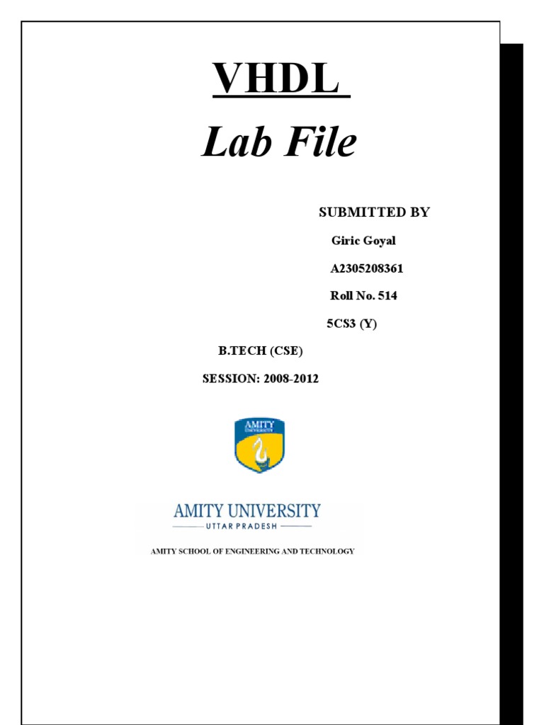 VHDL Lab File | Download Free PDF | Electronic Circuits | Digital Electronics