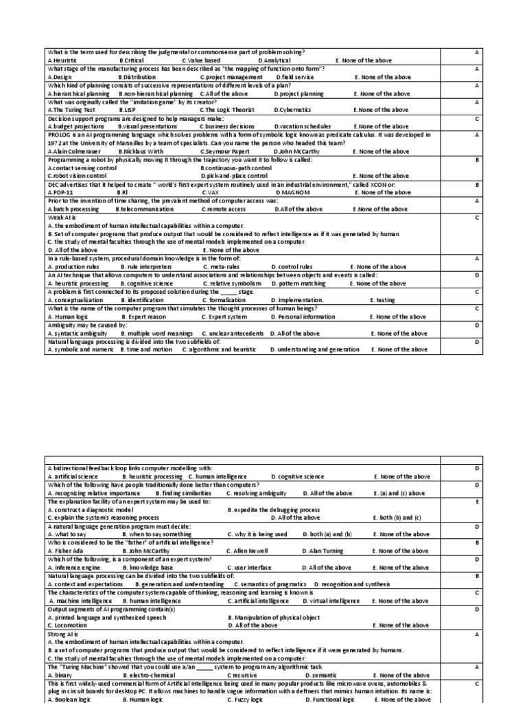 Ai MCQ | PDF | Artificial Intelligence | Intelligence (AI) & Semantics