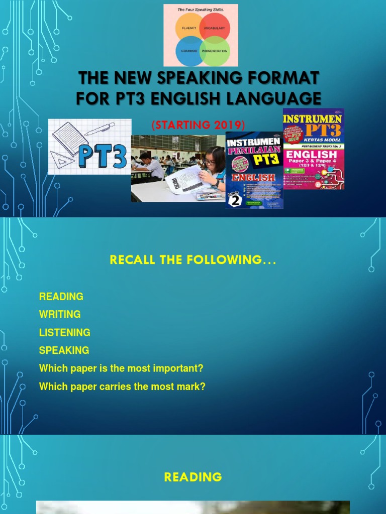The New Speaking Format For Pt3 English Language: (STARTING 2019) | PDF ...