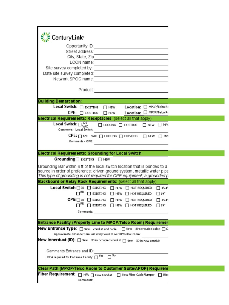 Site Readiness Form | PDF | Electrical Engineering | Equipment