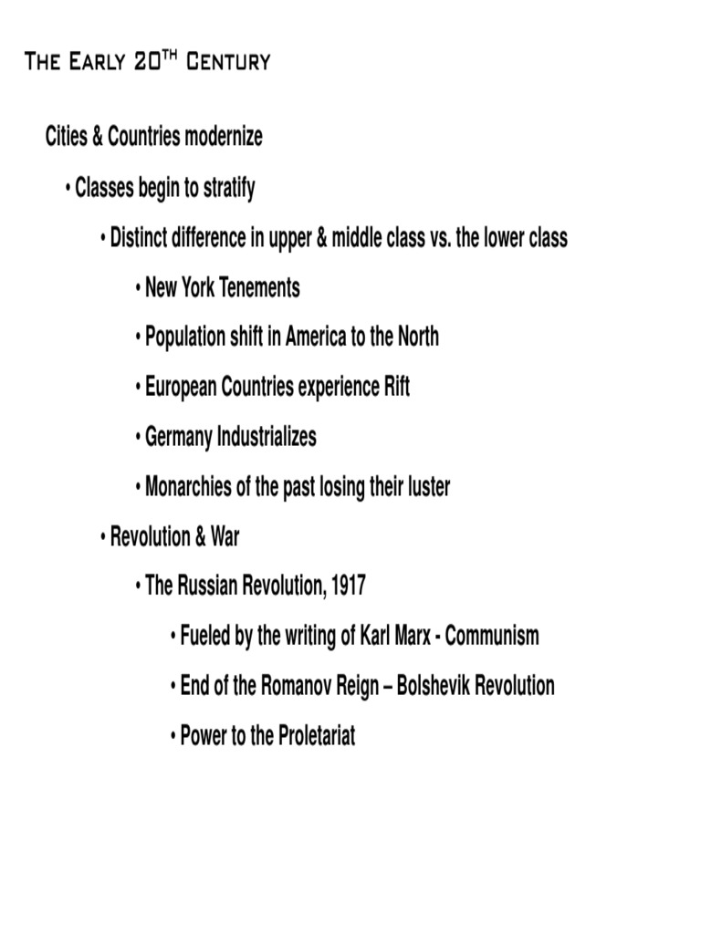The Transformation of the Early 20th Century: Modernization, Revolution ...