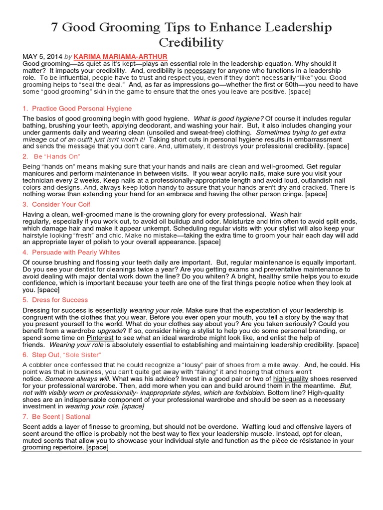 7 Good Grooming Tips ETC | PDF | Beard | Hygiene