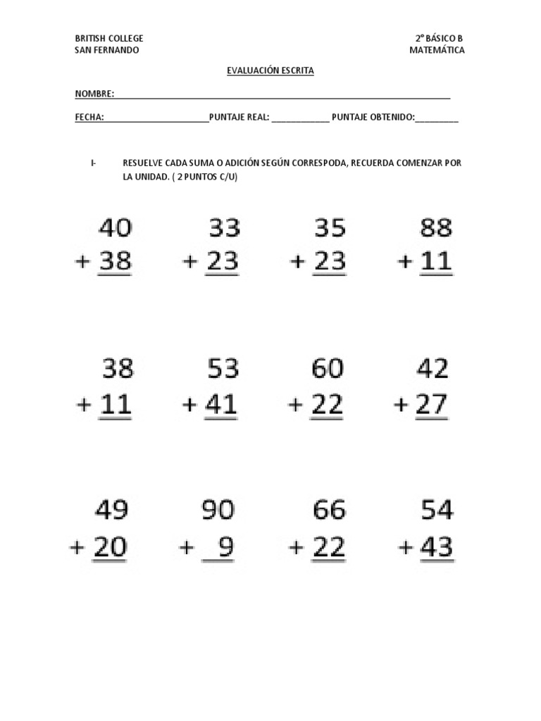 Prueba De Sumas Y Restas | Images and Photos finder