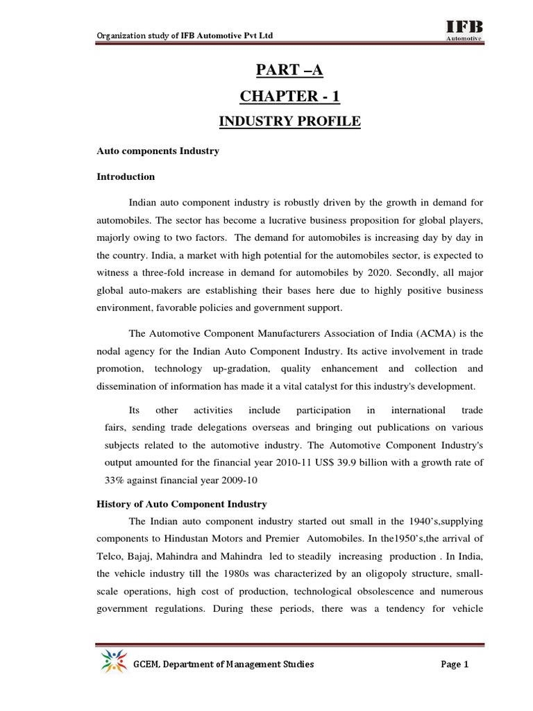 IFB Automotive Industry Profile | PDF | Strategic Management | Swot ...