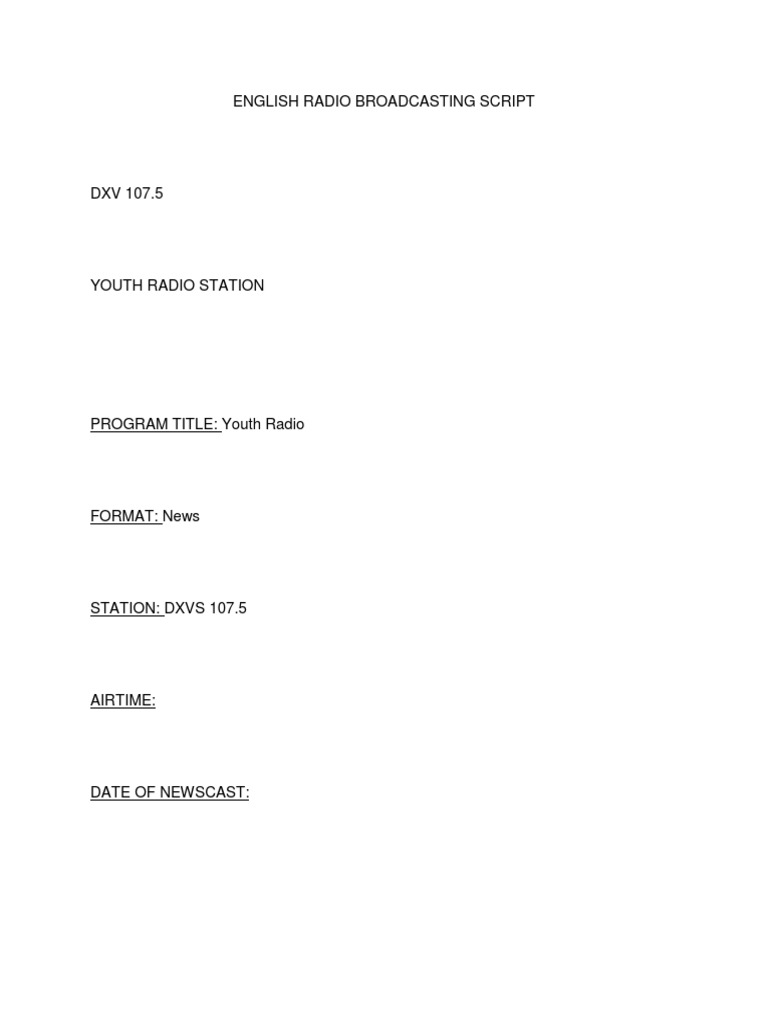 English Radio Broadcasting Script Jam | PDF | News Broadcasting ...