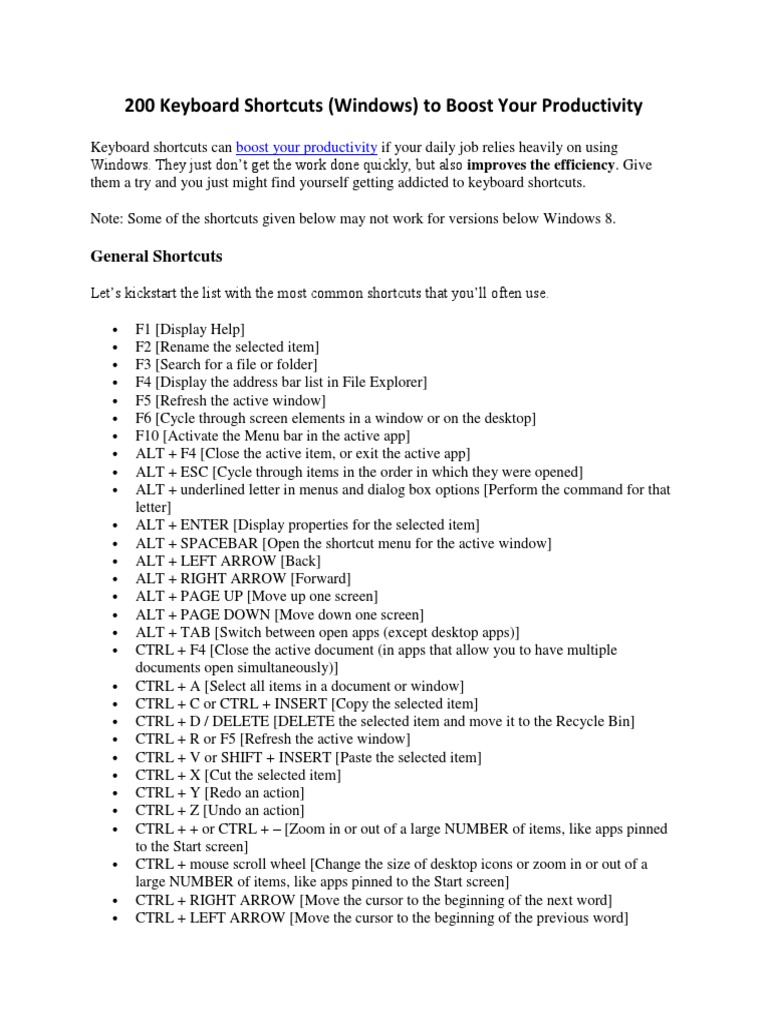 Computer Keyboard Shortcuts | PDF | Computer Keyboard | Control Key