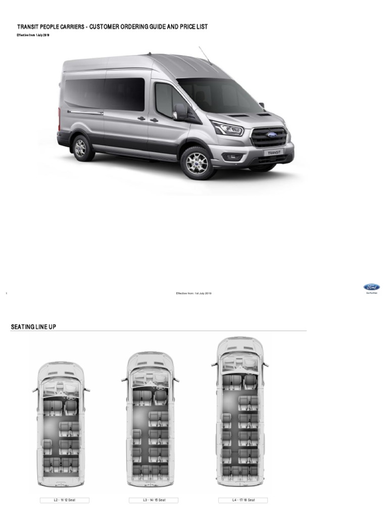 Customer Ordering Guide and Price List: Transit People Carriers | PDF ...