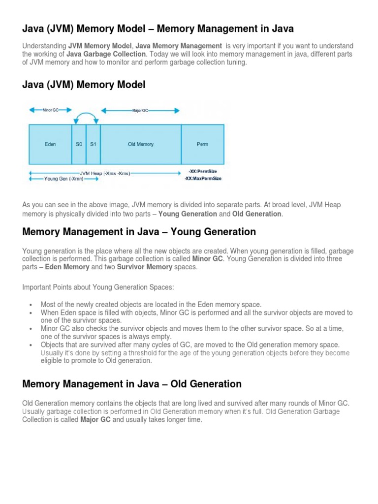 Java Jvm Memory Model Memory Management In Java Pdf Java Virtual Machine Java