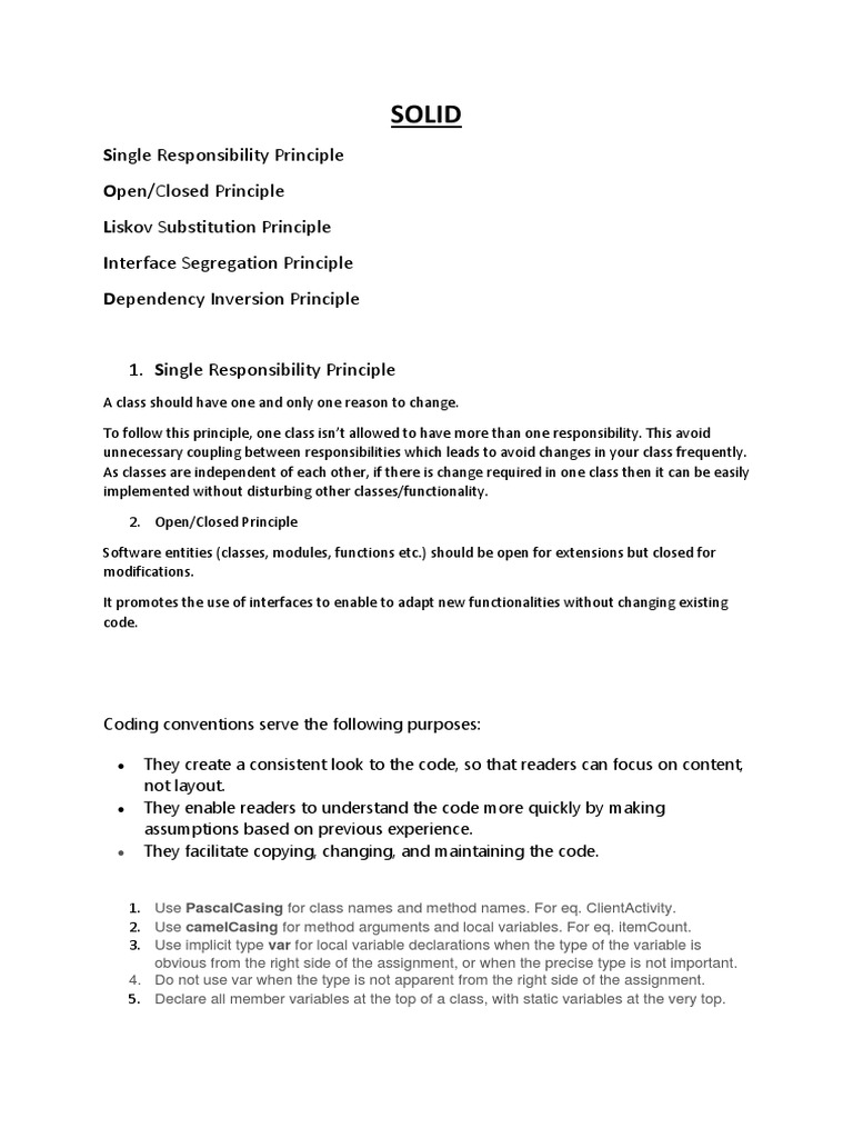 SOLID Principles | PDF | Variable (Computer Science) | Class (Computer ...