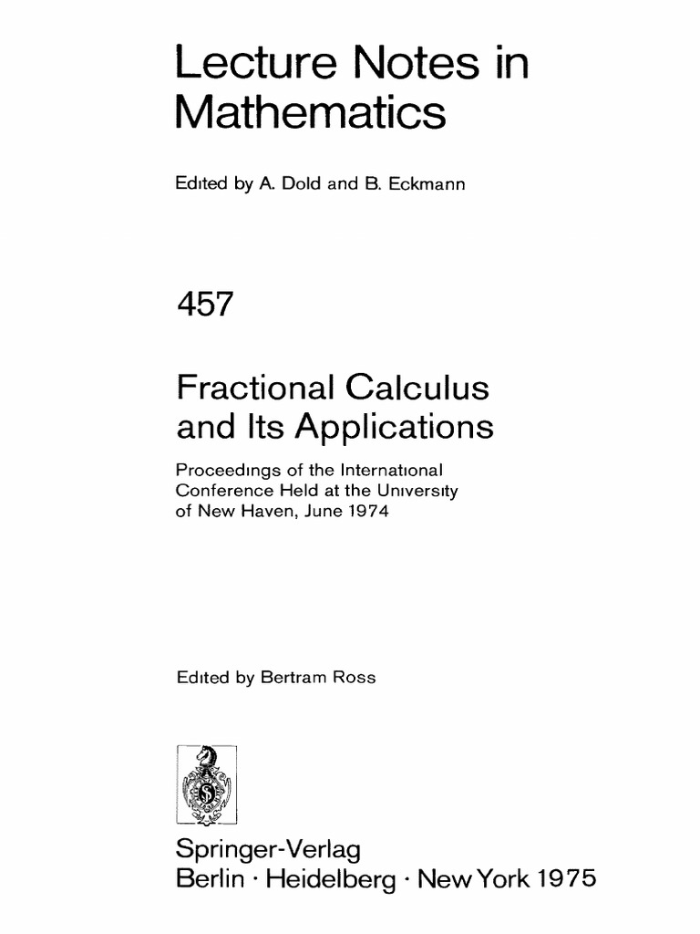 Fractional Calculus And Its Applications Pdf