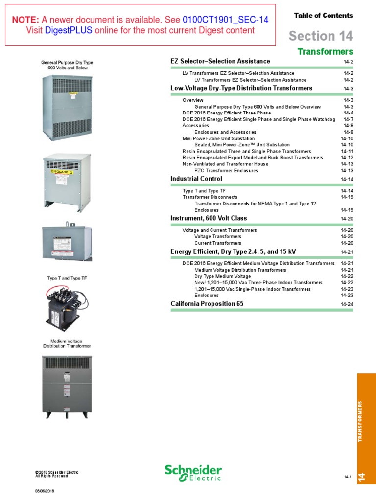 0100CT1501 Sec-14 | PDF | Electric Power Distribution | Transformer