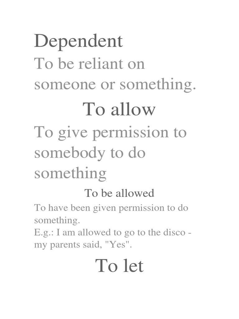 Dependent: To Be Reliant On Someone or Something | PDF