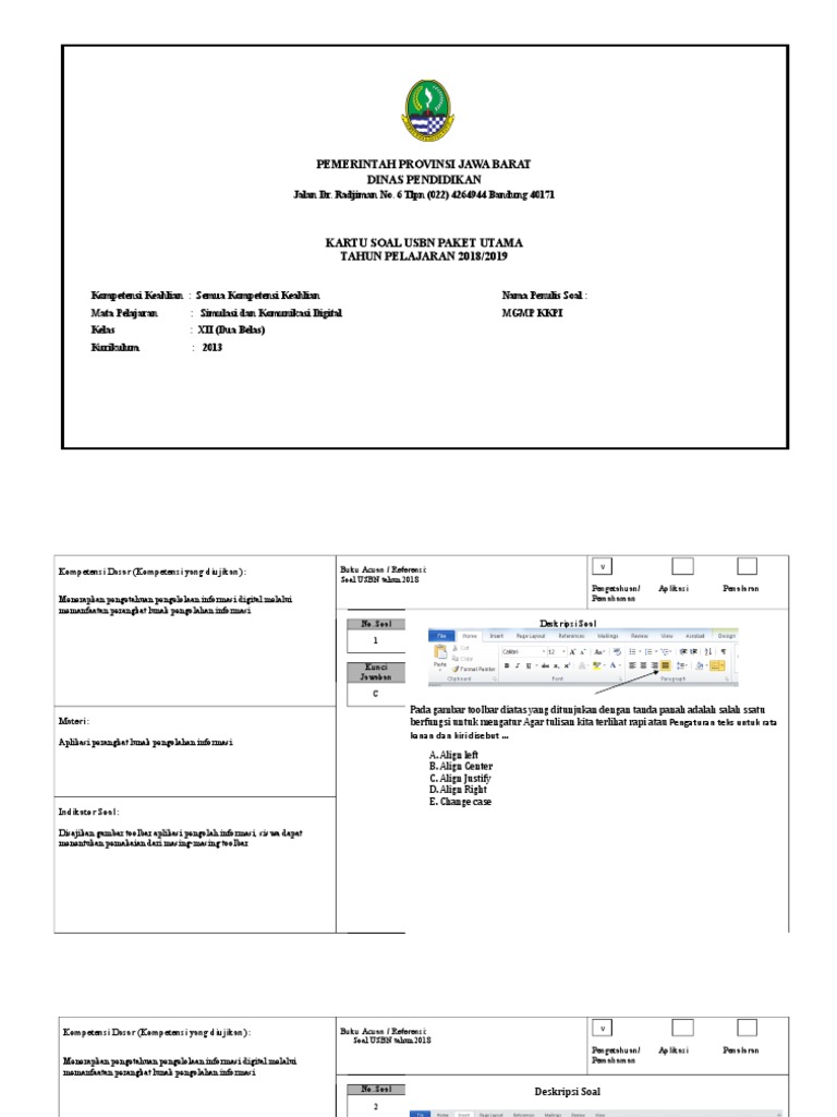 KARTU SOAL Simdig | PDF