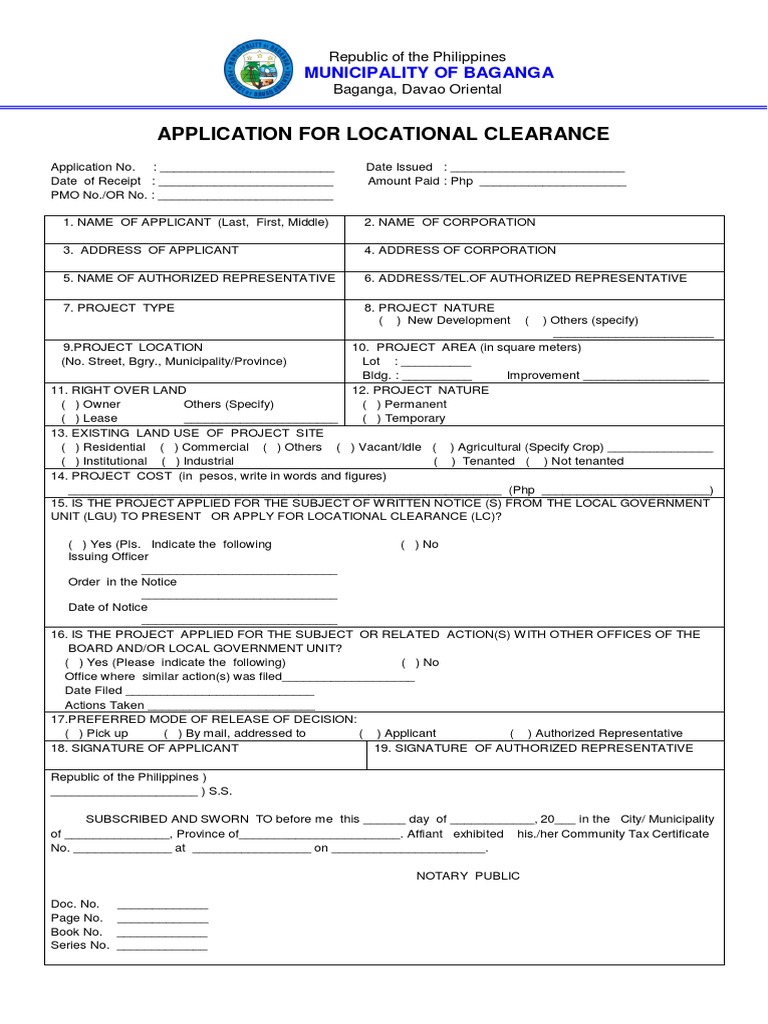 Locational Clearance Application | PDF | Government | Business