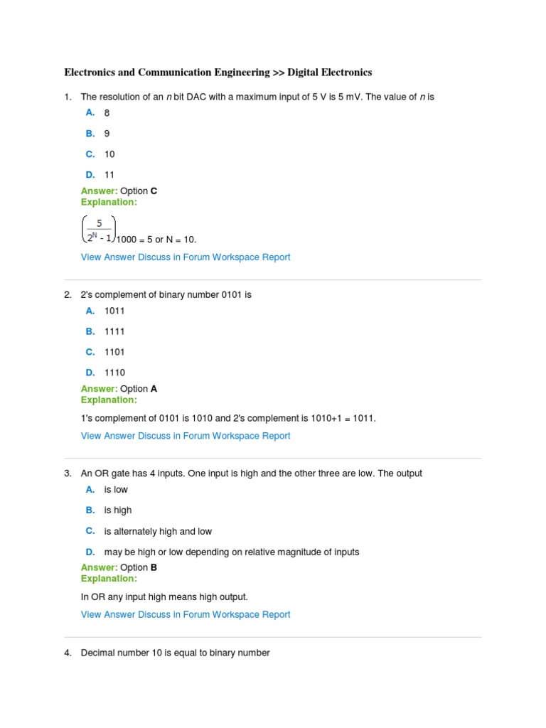 Digital Electronics Concepts and Questions | PDF | Logic Gate | Analog ...