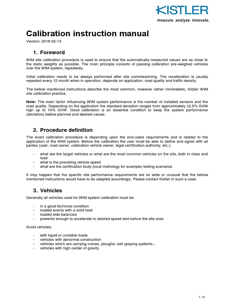 Calibration Instruction Manual: 1. Foreword | PDF | Calibration | Weight