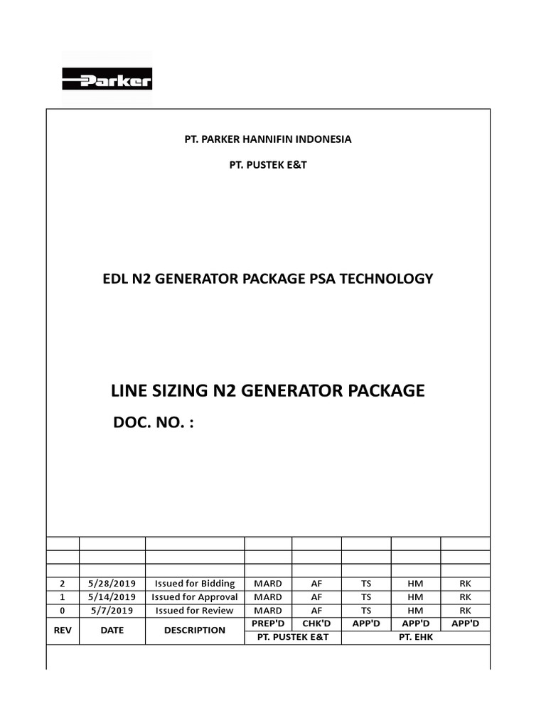 Line Sizing N2 Generator Package: Doc. No. | PDF | Gas Technologies ...