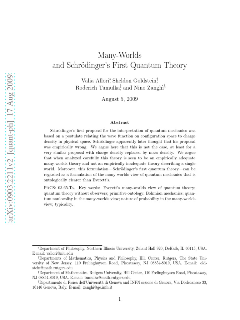Paper On Many Worlds Theory of Physics. | PDF | Wave Function | Many ...