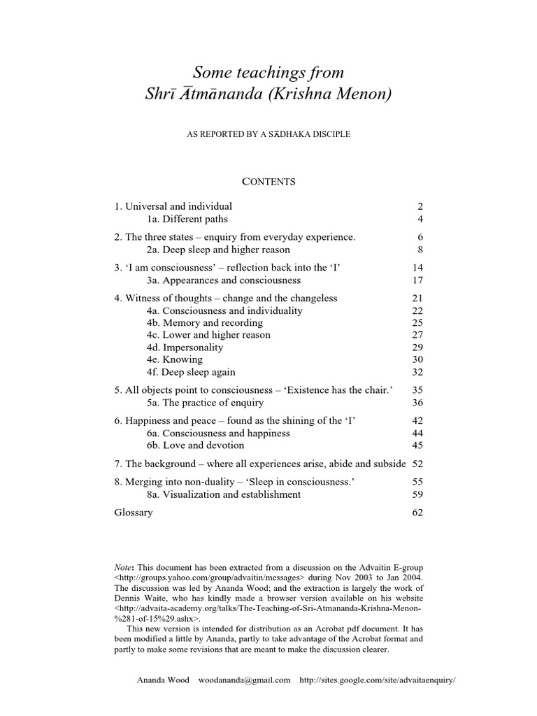 SomeTeachings of Atmananda | PDF | Ātman (Hinduism) | Dream