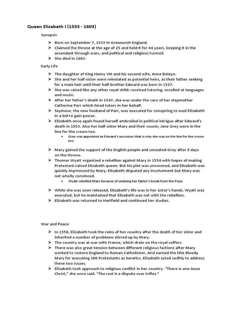 Queen Elizabeth I | PDF | Elizabeth I Of England | House Of Tudor