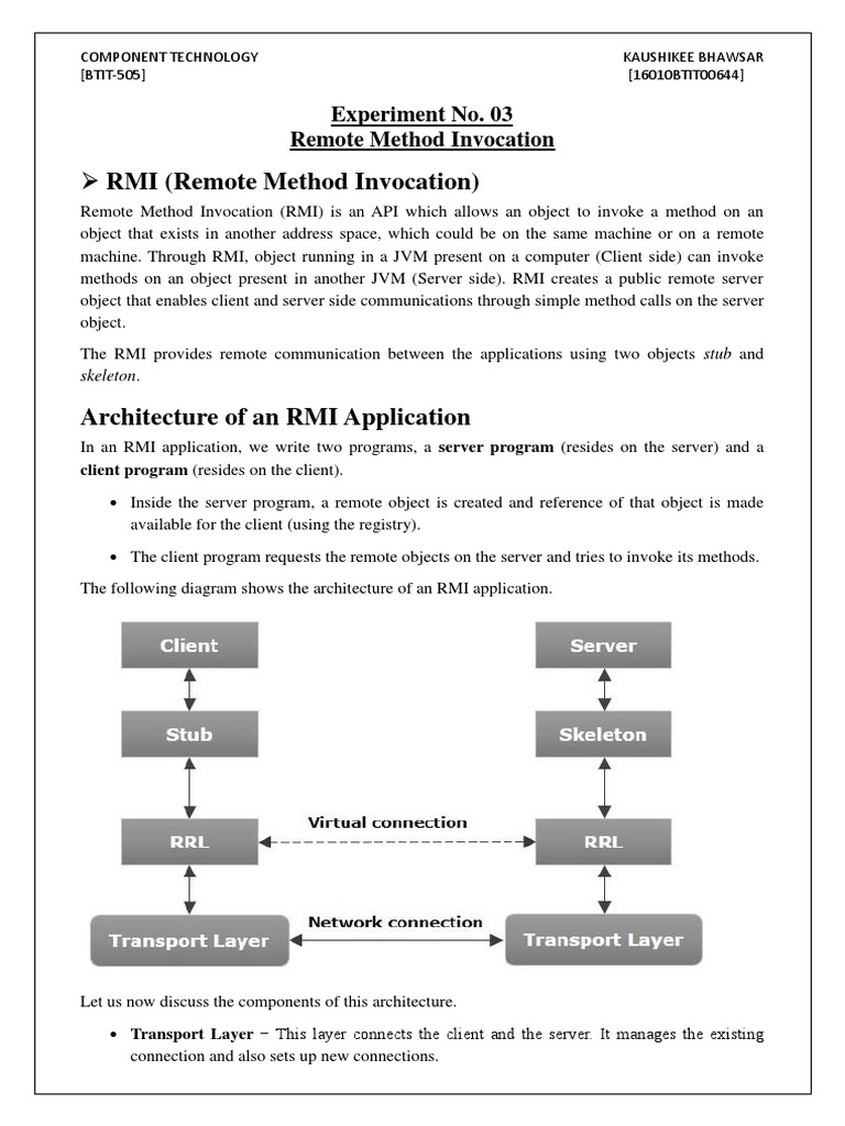 Component Rmi 3 Pdf Application Programming Interface Object Oriented Programming