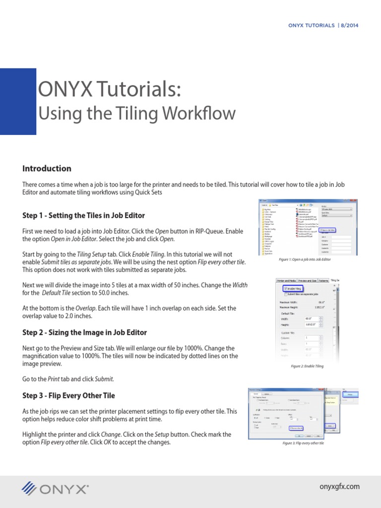 ONYX Tutorials:: Using The Tiling Workflow | PDF | Printer (Computing) | System Software