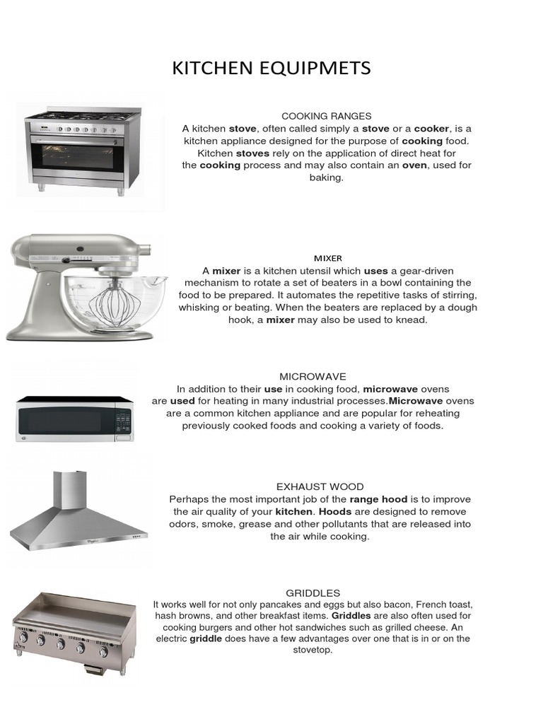 Kitchen Equipmets: Mixer | PDF | Kitchen Stove | Oven