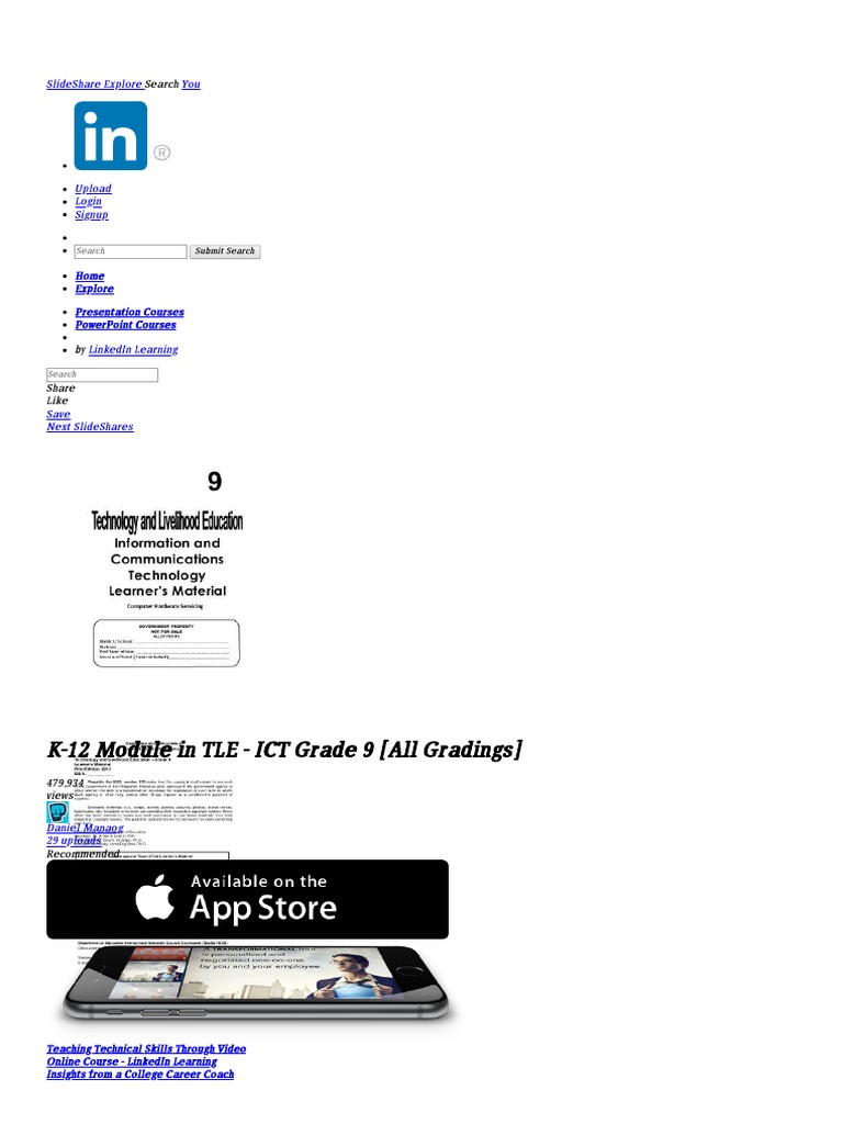 K-12 Module in Tle - Ict Grade 9 (All Gradings) : Slideshare Explore ...