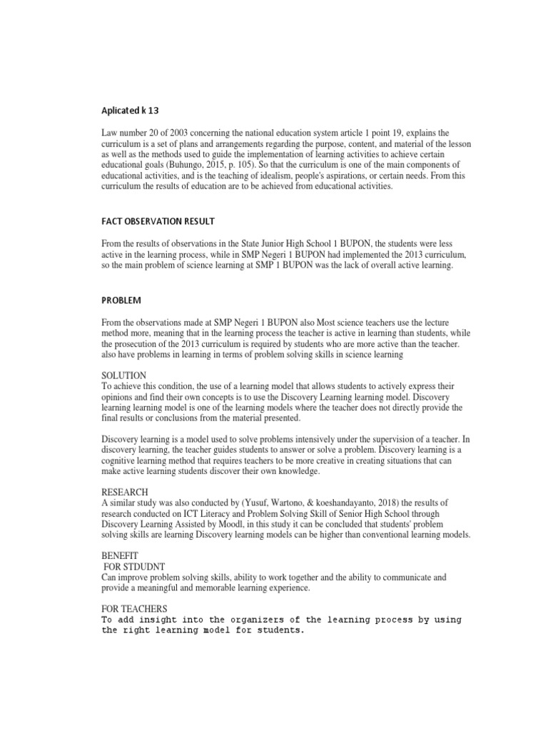 Enhancing Student Problem Solving Skills Through Discovery Learning: A ...