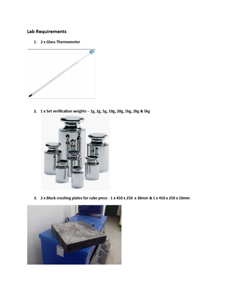 Lab Requirements 1 2 X Glass Thermometer Pdf