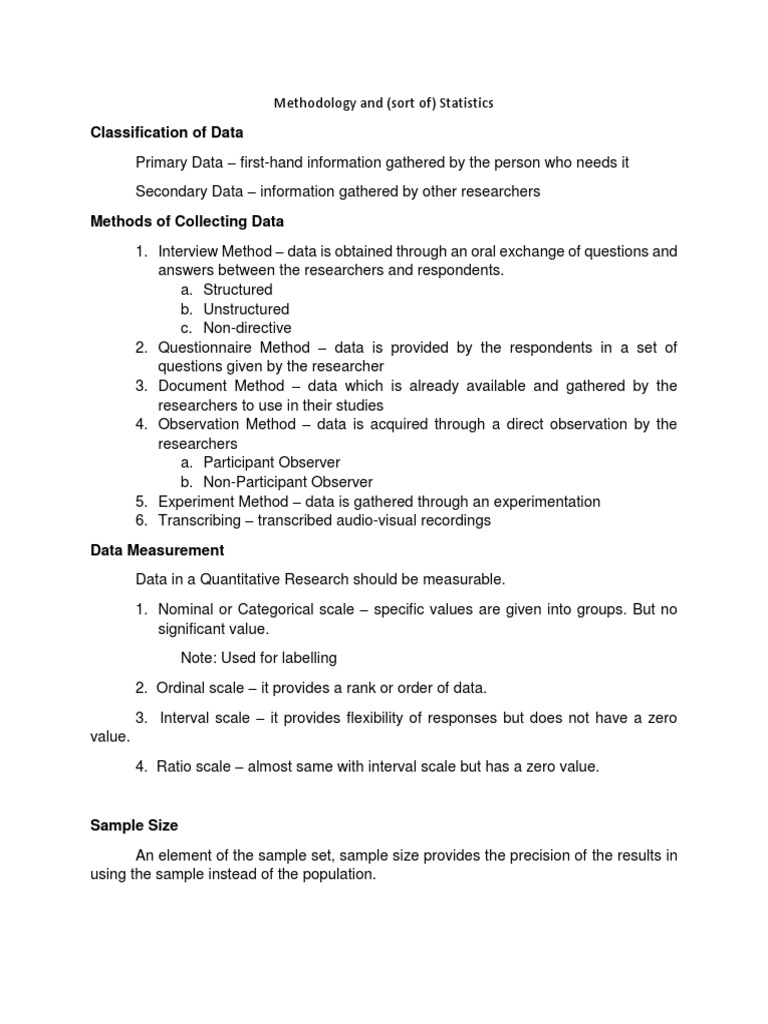 Methodology Handout | PDF | Sampling (Statistics) | Spearman's Rank Correlation Coefficient