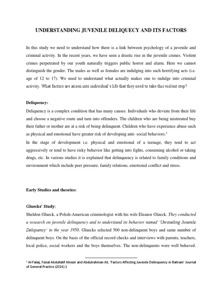 Psychology of A Juvenile Turning Into Criminal and Other Factors | PDF ...