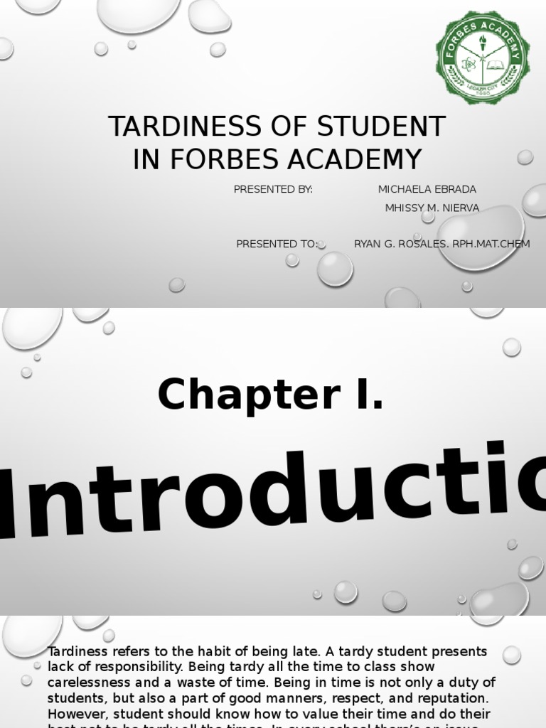 Tardiness of Student in Forbes Academy | PDF | Teachers | Behavioural ...