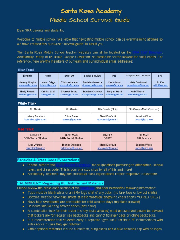 Middle School Survival Guide 19 20 | PDF | Homework