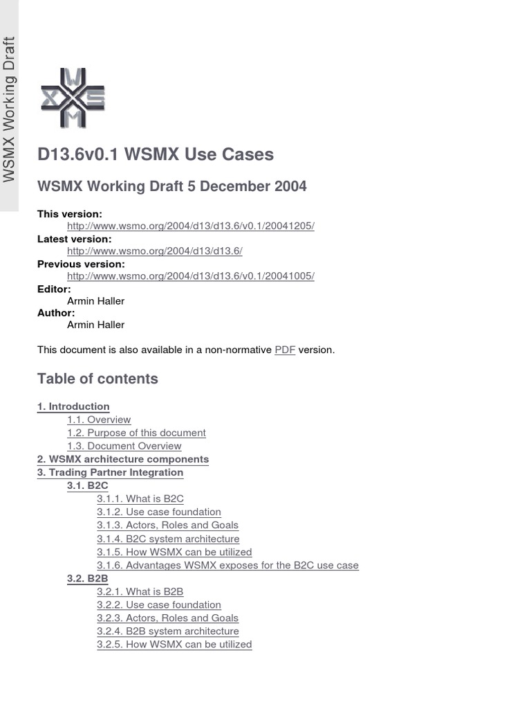 D13.6v0.1 WSMX Use Cases: WSMX Working Draft 5 December 2004 | PDF ...