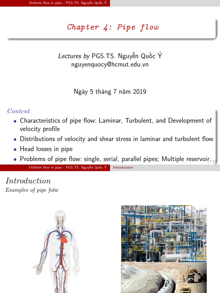 Chapter 4: Pipe Flow: Content | PDF | Fluid Mechanics | Laminar Flow