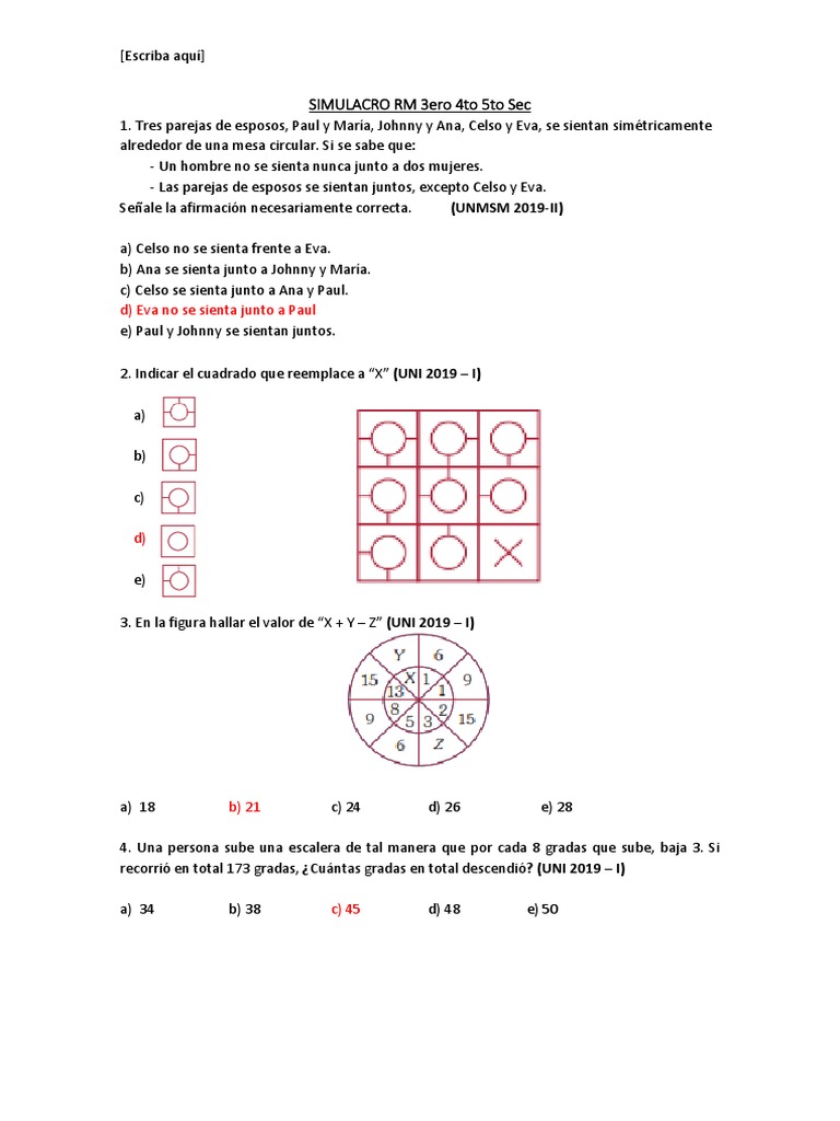 Simulacro 3 4 5to Sec 2do Bimestre | PDF | Enseñanza de matemática