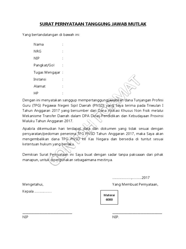 Contoh SPTJM Guru-1 | PDF