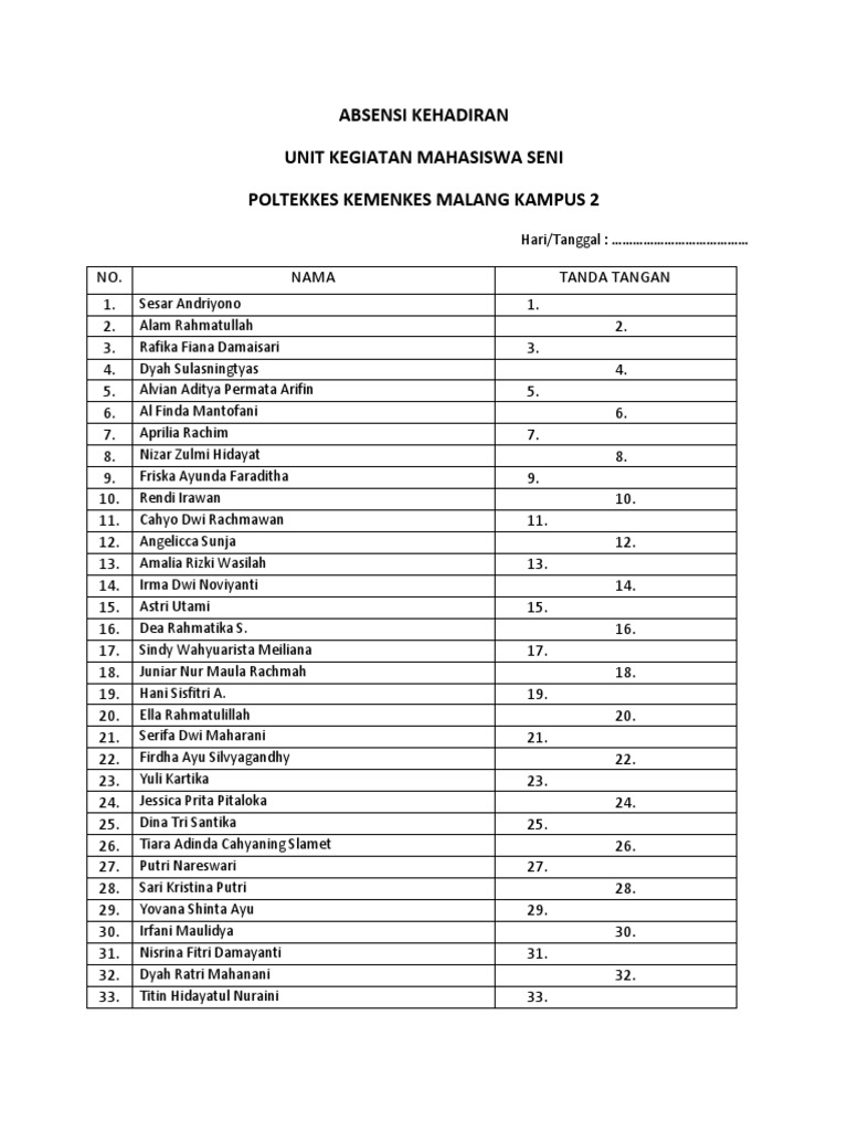 Contoh Absen | PDF